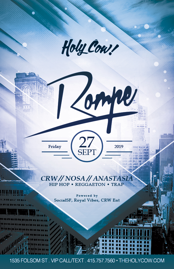 Rompe Fridays at Holy Cow - Friday, Sep 27 2019 | Discotech