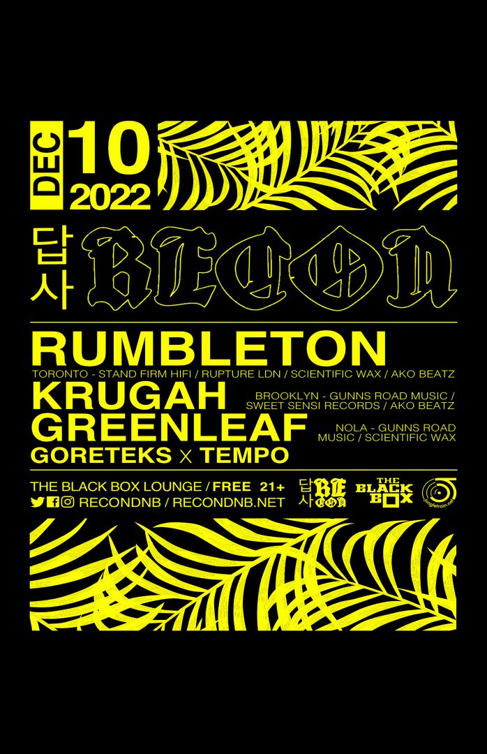 Recon DNB: Rumbleton, Krugah, Greenleaf, Goreteks x Tempo at The Black ...