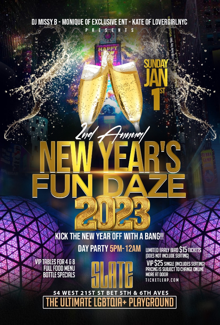 New Year's Fun Daze 2023 at Slate - Sunday, Jan 1 2023 | Discotech