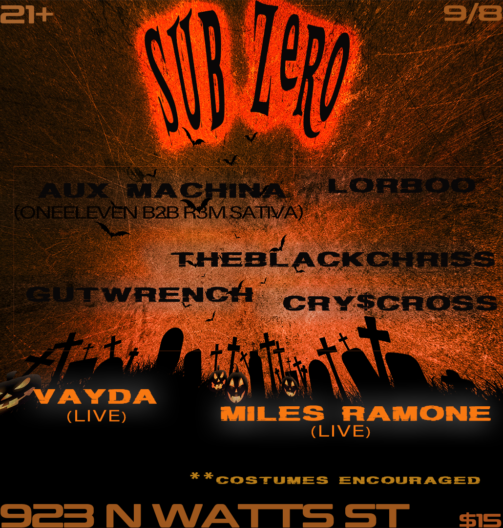 Sub Zero - Spooky Night at Warehouse on Watts - Friday, Sep 8 2023 ...