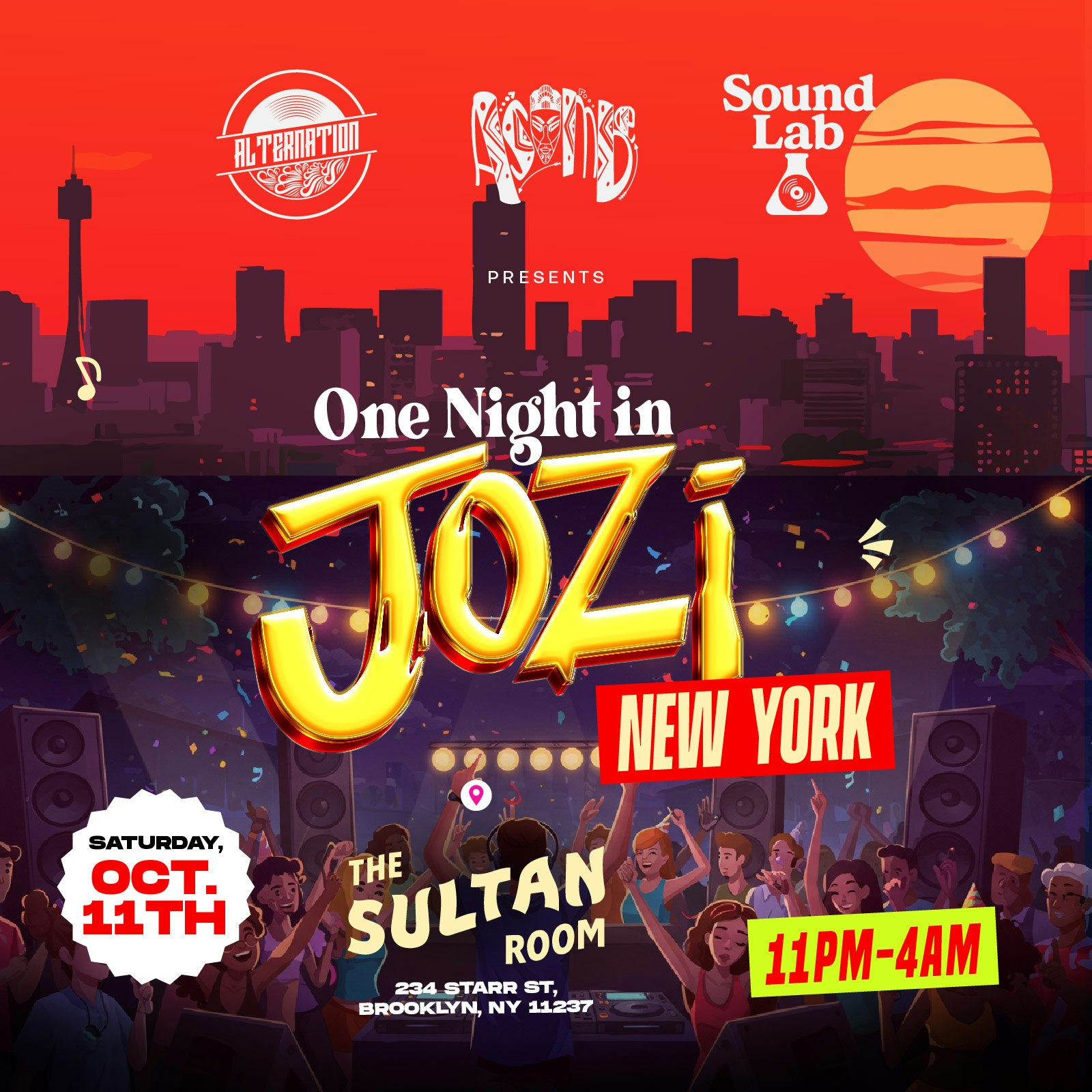 Asambe NYC - One Night in Jozi at The Sultan Room - Saturday, Oct 11 ...