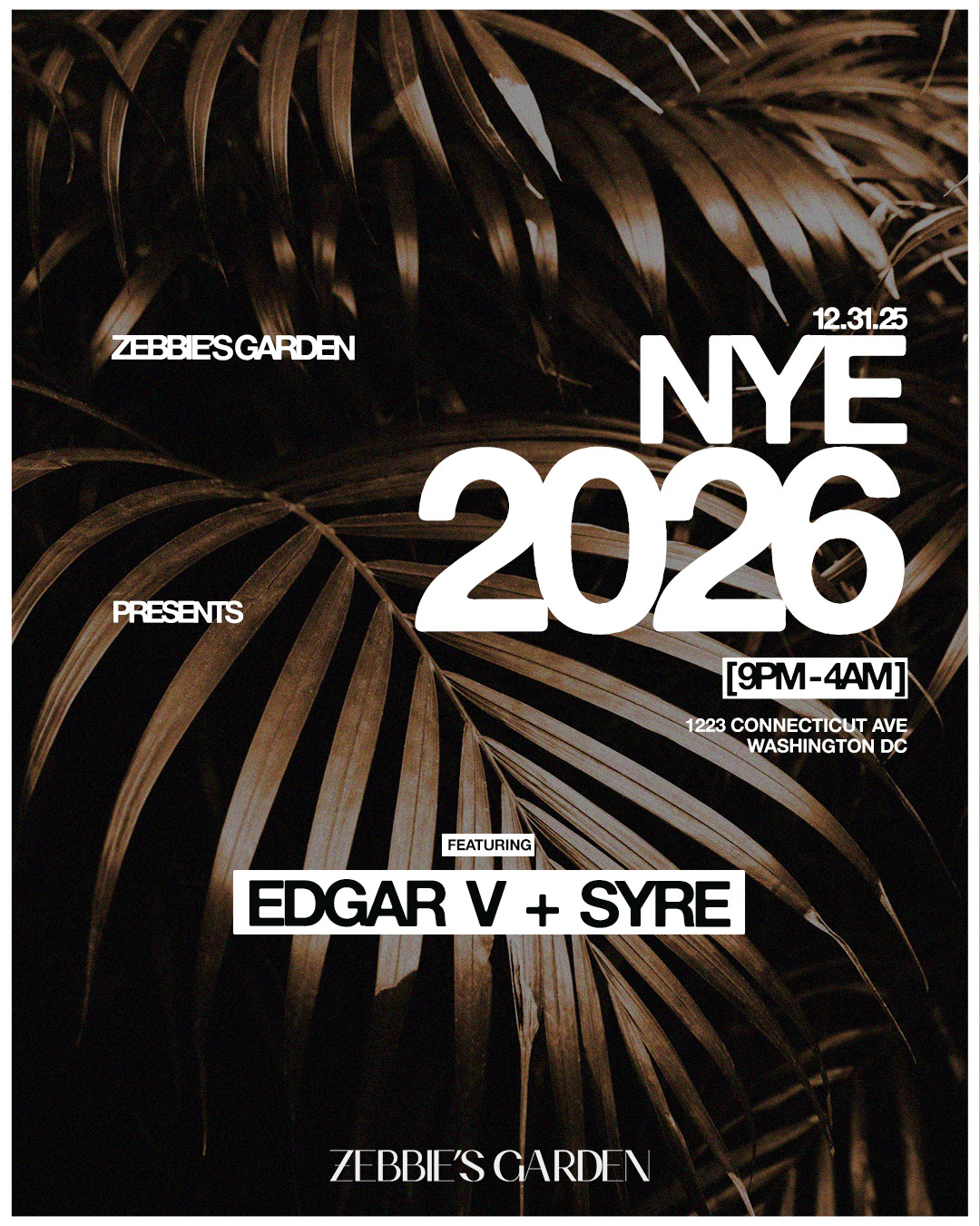 Zebbies Garden New Year's Eve 2026 at The Mayflower Club - Wednesday ...