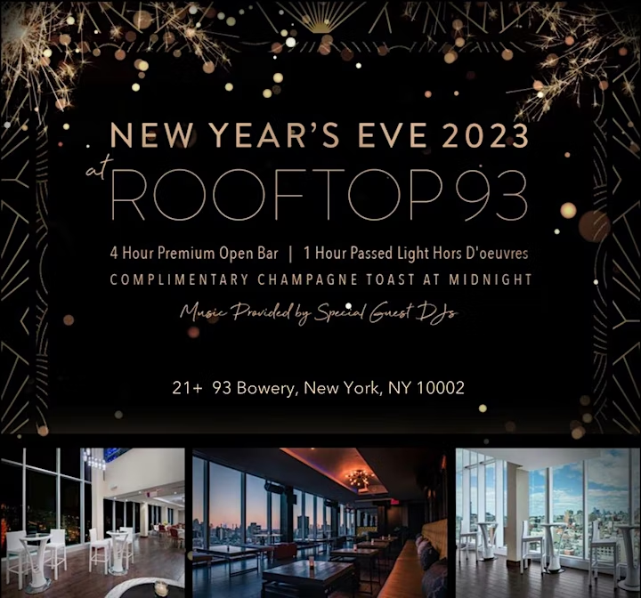 NYE @ Rooftop 93 w/ Breathtaking Skyline Views! at New York New Year's ...