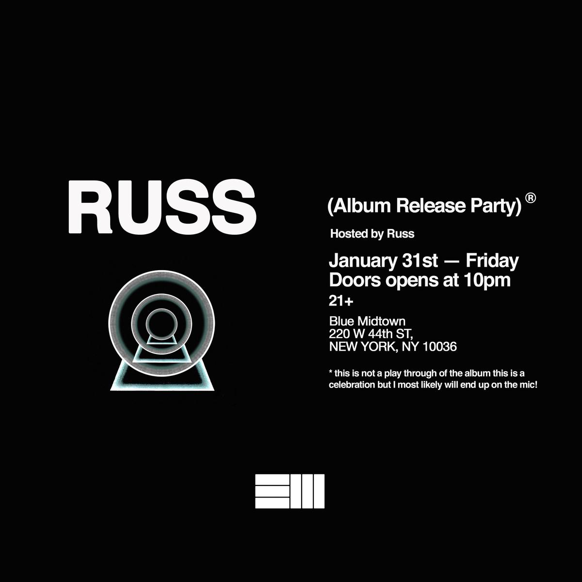 Russ Album Release Party ! at Blue Midtown - Friday, Jan 31 2020 ...
